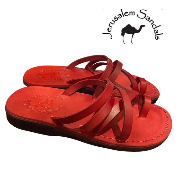 Jerusalem Sandals | Shoes | Jerusalem Sandals Ariel Red Leather Strappy ...